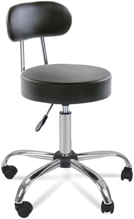 TRESKO® Rollhocker mit Lehne Schwarz | Arbeitshocker höhenverstellbar ...