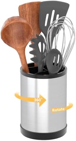 Amazon.com: Sedegn Stainless Steel Rotating Utensil Holder, Kitchen ...