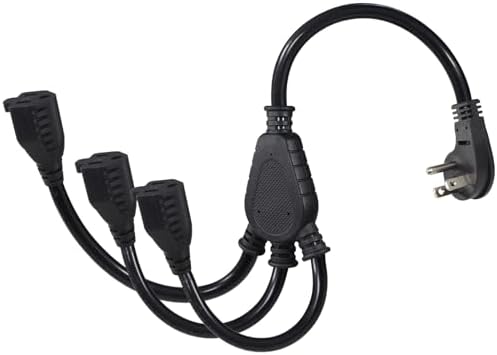 Amazon.com: KUNCAN 3-Outlet Extension Splitter Cord - Black 1-Pack Low ...