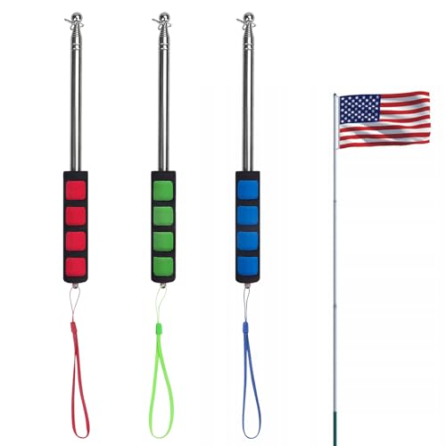 Telescopic Flag Pole, 3 Pieces Handheld Flag Pole, Stainless Steel Tour ...