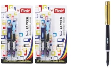 FLAIR Ink Tanker Liquid Fountain Pen Set of 2 Inky Series Gold Fountain ...