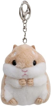 Khaki Cute Plush Hamster Keychain Plush Keychain Charms Wallet Backpack ...