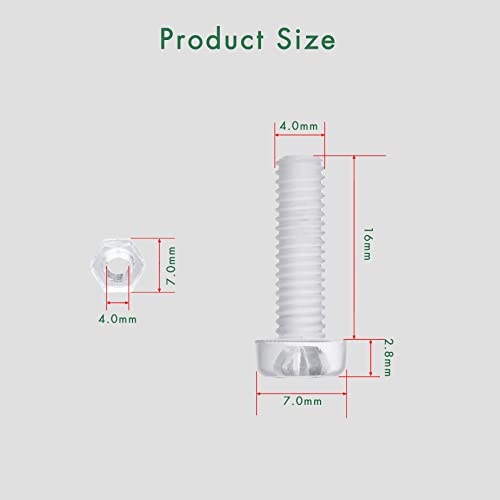 Pzsmocn 200 Pieces / 100 Sets M4 PC Clear Acrylic Screw and Nut Kit. M4 ...