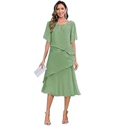 FEOLATE Women High Low Mother of The Bride Dresses for Wedding Tea ...
