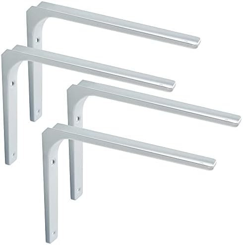 JOI WORLD Shelf Brackets White 4 Pcs 10 Inch Premium Right Angle Corner ...