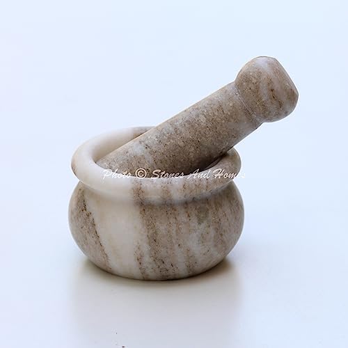 Stones And Homes Marble Mortar And Pestle Set Small Size 3 Inch Wide ...
