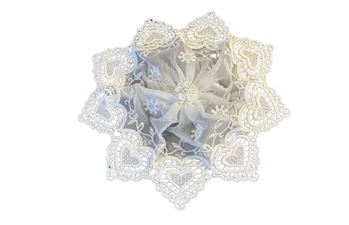 Amazon.com: Handmade Cream Embroidered Tulle Lace Doily Head Cover Veil ...