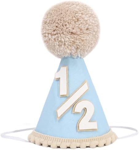 Amazon.com: Jissoo Blue 1/2 Birthday Hat - Rustic Six Months Birthday ...