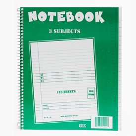 Three Subject Notebook, Spiral-Bound, 120 Sheets (Pack of 6 ...