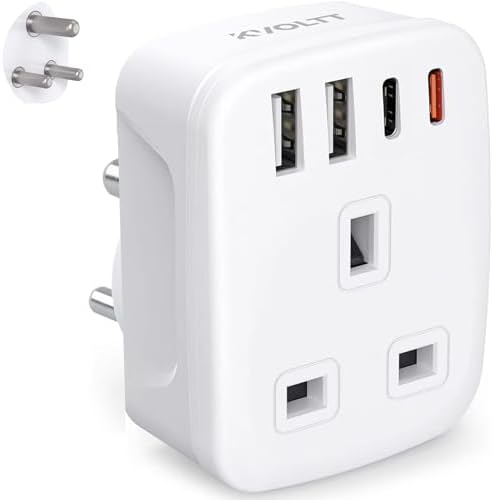 UK to India Plug Adapter - India to UK adapter with USB C [PD20W] Fast ...