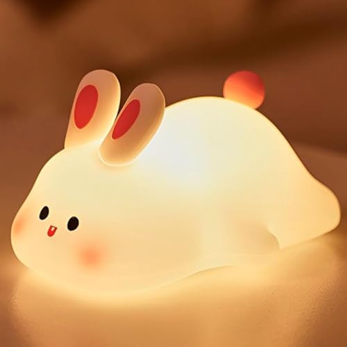 Rabbit Night Light for Kids Gift, Rechargeable Bunny Lamp Kids Touch ...