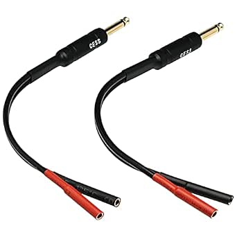 CESS-093 Adapter Cable 1/4 TS to Dual Banana Jack for Speaker Cables, 2 ...