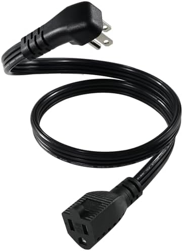 Amazon.com: Black Flat Wall Plug Extension Cord 2FT- Heavy Duty 3Prong ...
