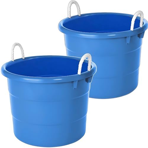 Amazon.com: (2 Pack) - 18 Gallon Round Storage Tub with Rope Handles ...