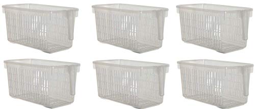 Set Of 6 Clear Storage Caddy Baskets With Handle Easy Cupboard Storage ...