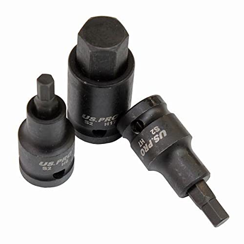 US PRO Tools 10pc Impact Hex Bit Socket Set 1/2” Drive 4mm to 19mm 3593 ...