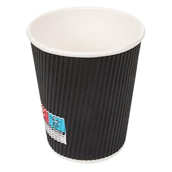 Double Wall Corrugated Cups For Hot Drinks 240 Ml Black Cardboard ...