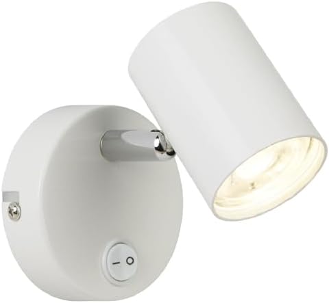 Britalia LED White Metal Modern 1 Lamp Cylindrical Head Switched Wall ...