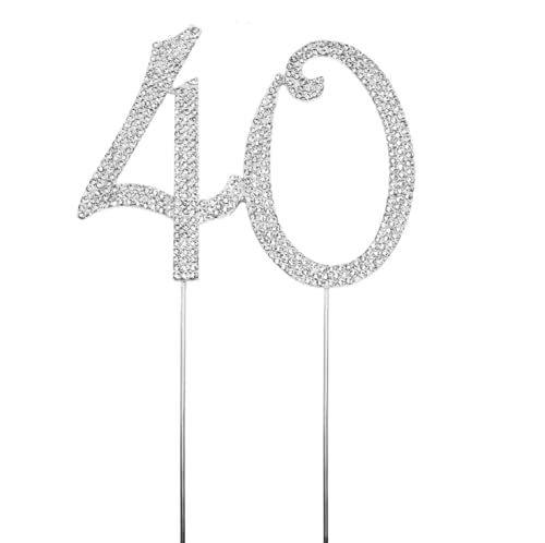 Rhinestone Number 40 Cake Topper Cupcakes Topper Zahl 40 Gold, 12