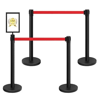 Ferraycle 4 Set Stainless Steel Stanchions with Retractable Belts and ...