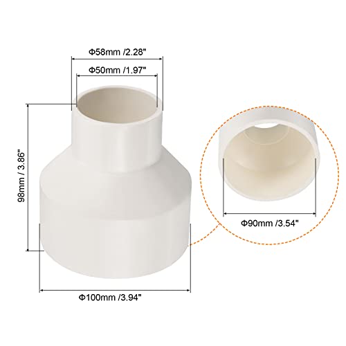PATIKIL PVC Reducer Pipe Fitting 90x50mm, Straight Coupling Adapter ...