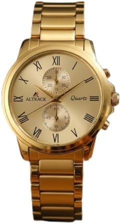 Buy ALTRACK Men's Luxury Gold-Tone Quartz Watch, Stainless Steel Band ...