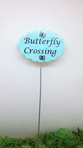 Amazon.com: Fairy Garden Accessories. Butterfly Crossing Miniature sign ...