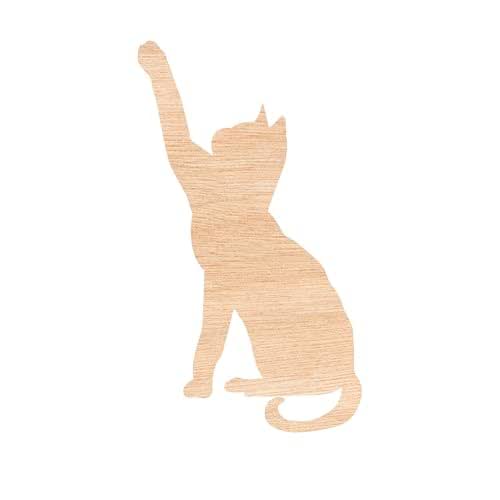 Amazon.com: Unfinished Wooden Cat Cutout | DIY Cat Craft Shape ...