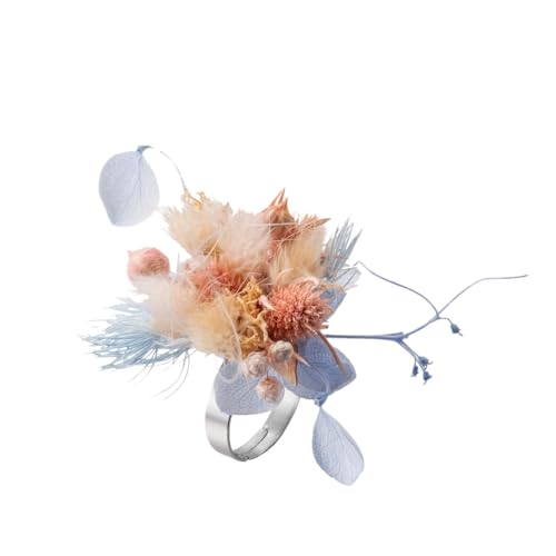 Amazon.com: Handmade Dried Flower Ring – Adjustable Open Ring for Women ...