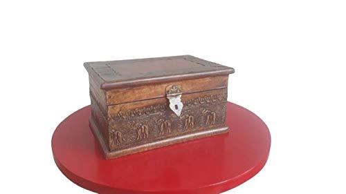 Karigari Handcrafted Decor Vintage Antique Handcrated Wood Trunk/Chest ...