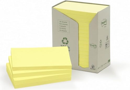 3M Post-it Notes made from 100% recycled material, 76x76mm in canary ...