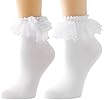 Amazon.com: AMHRLINGTO Lace Ruffle Frilly Socks for Women - Lace Ankle ...