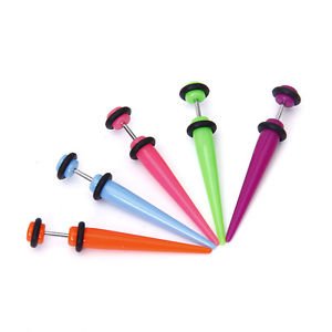5 Colorful Fake Cheater Ear Taper Stretcher Expander Piercing Earring ...