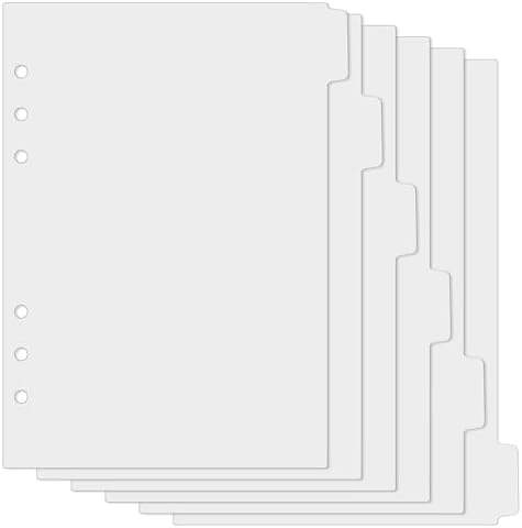 Jeffdad 6-Ring Binder Plastic Divider Set, 6 Tab Binder Dividers A5 ...