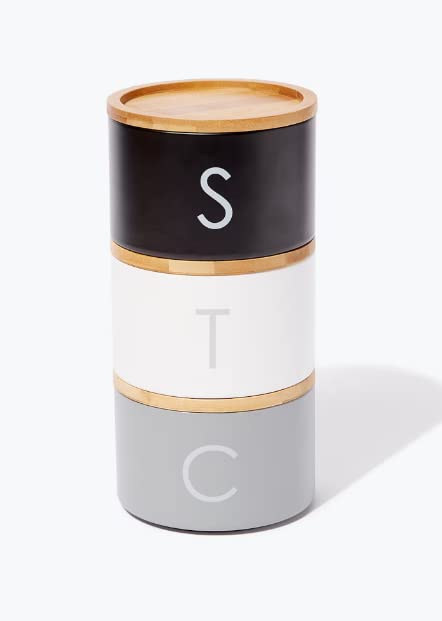 Bloomingtons Direct Black Stackable Kitchen Storage Canisters, 3pk Tea ...