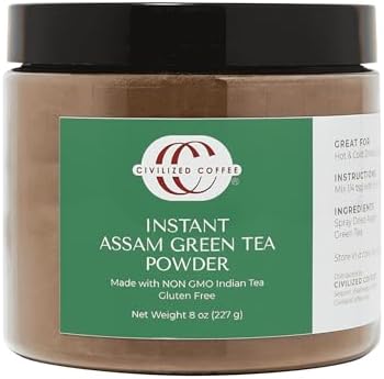 Amazon.com : Civilized Coffee Instant Assam Green Tea Powder – For Hot ...