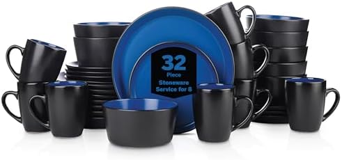 Amazon.com | 32 Piece Dinnerware Sets for 8 - Modern Style Stoneware ...