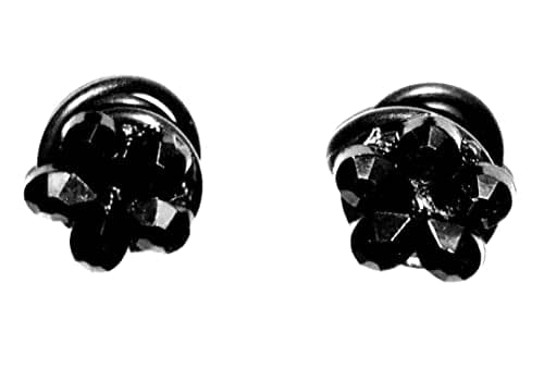 Amazon.com: Black Flower Keloid Earrings Pressure Clip Pair (10mm ...