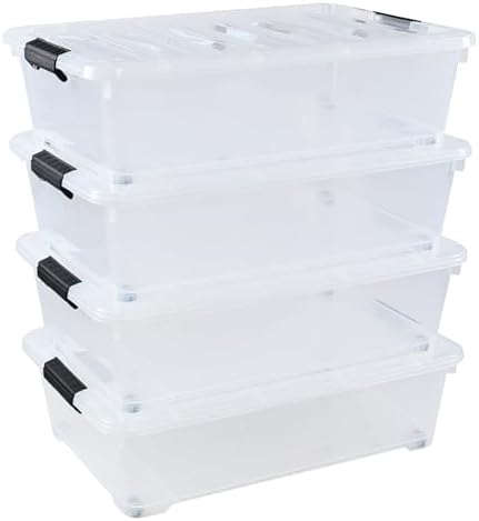 Amazon.com: Hommp 4-Pack 25 Quart Under Bed Plastic Storage Bins, Clear ...