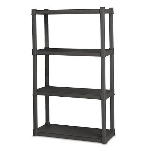 Sterilite 4 Shelf Unit, Heavy Duty and Easy to Assemble Plastic Storage ...
