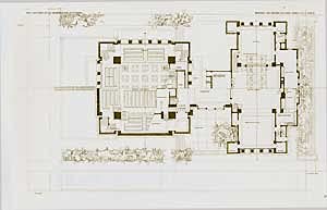 House and temple for Unity Church, Oak Park, Illinois. Ground plan ...