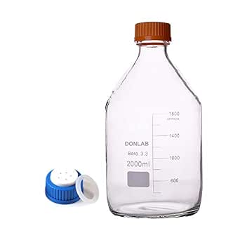 Amazon.com: DONLAB MBP-02L5 Borosilicate Glass 2000ml/2L Round Media ...
