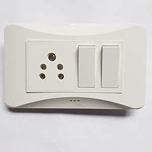 Modular Plate SIZE-4M with 2 Switch 6Amp & 1 Socket 5 PIN 6Amp Complete ...