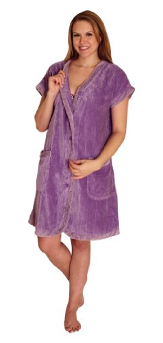 NDK New York Women's Chenille Robe Knee Length Cotton Blend, Lilac ...