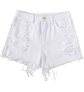 Amazon.com: oyyniis Girls Ripped Jeans Shorts Raw Trim High Waist ...