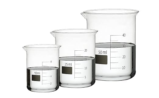 VVS Borosilicate Glass Beaker 10ml 25ml 50ml pack of 3 of For School ...