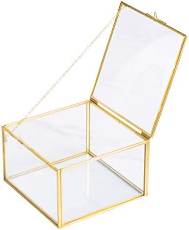 Amazon.com: Sanllusit Glass Vintage Jewelry Box, Octagon Gold Jewelry ...