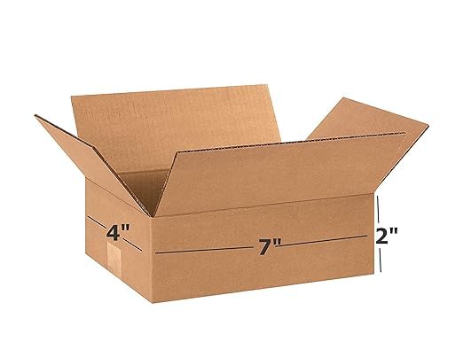 SecureShip 7 X 4 X 2 Corrugated Cardboard 3 Ply Box For Packing, Moving ...