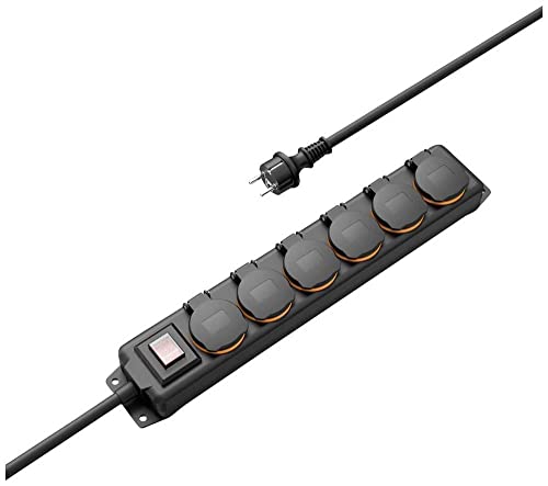 Hama Socket Strip, 6-Way, for Outdoors, Switch, 2 m (IP44, Garden ...