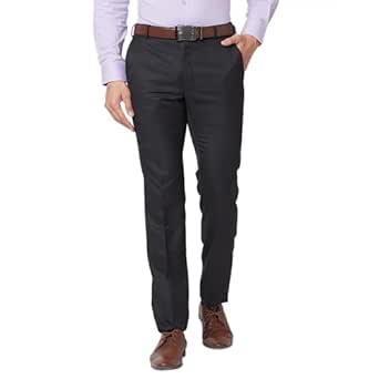 Raymond Men Slim Fit Structure Pattern Poly Viscose Blend Pleatless ...